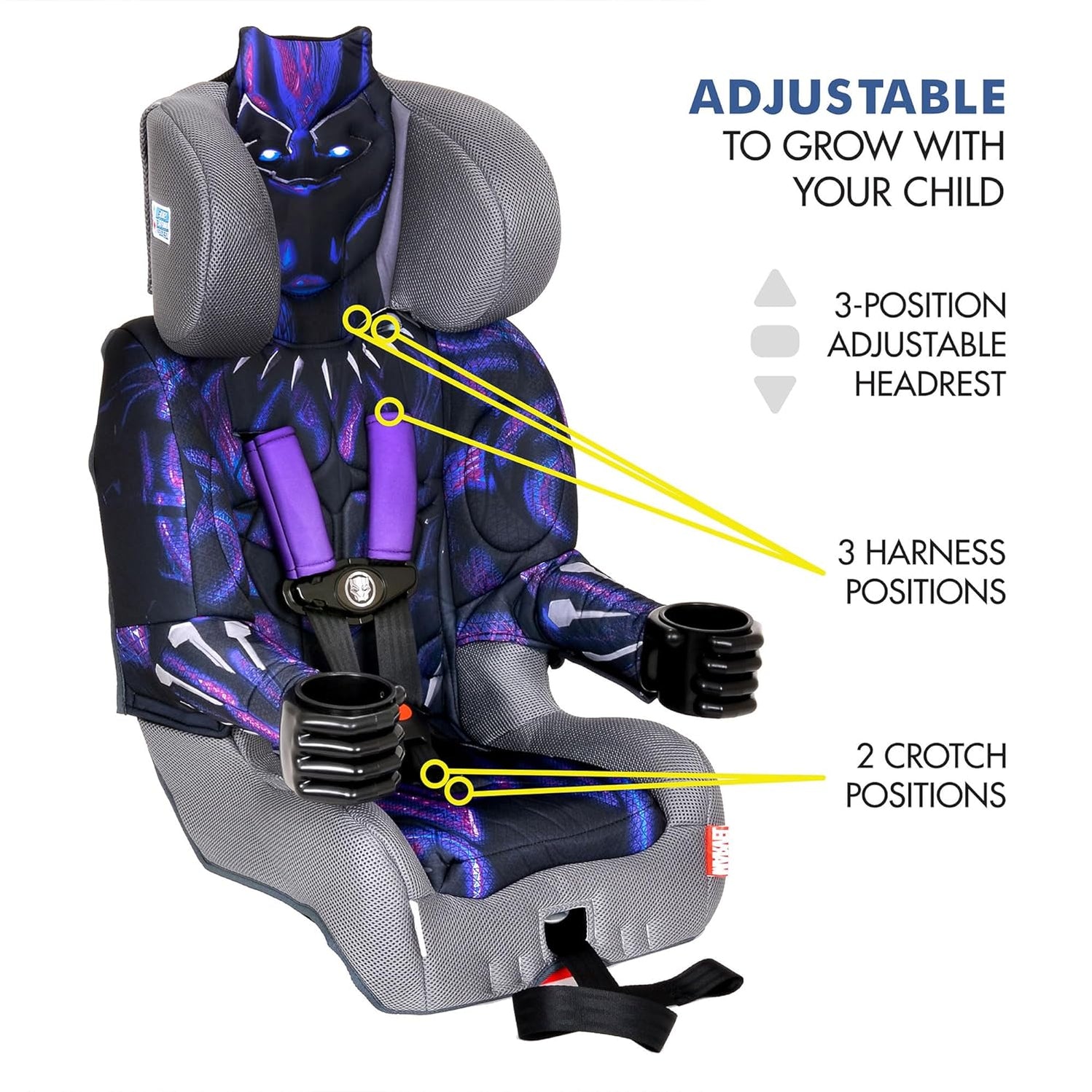 Black Panther 2-in-1 Harness Booster Car Seat by KidsEmbrace